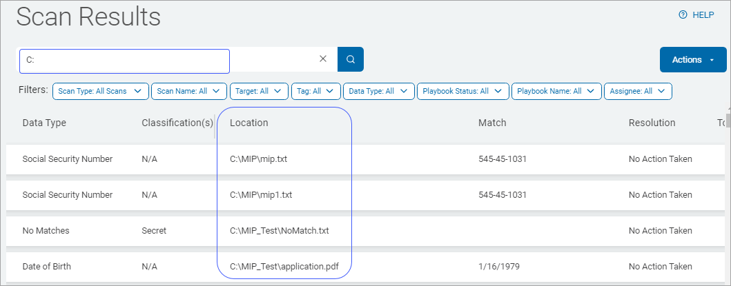 Working with Scan Results